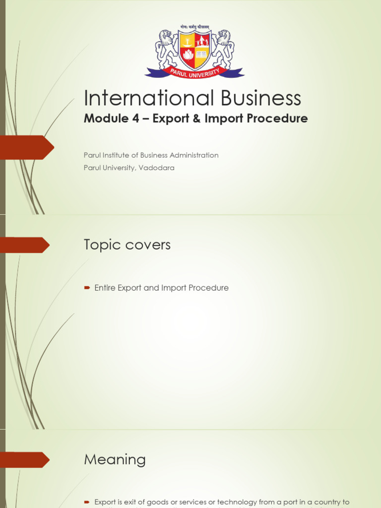 06 IB Unit 4 Export and Import Procedures SEM 5 | PDF | Service Industries | Economies
