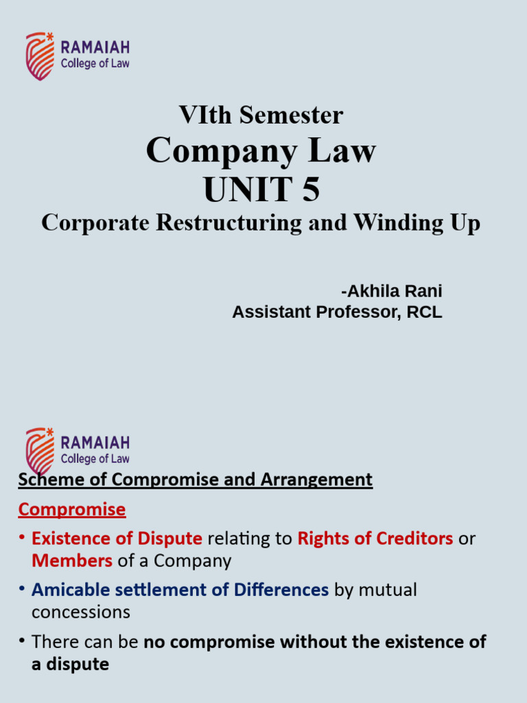 Company Law Unit 5 | PDF | Liquidation | Insolvency