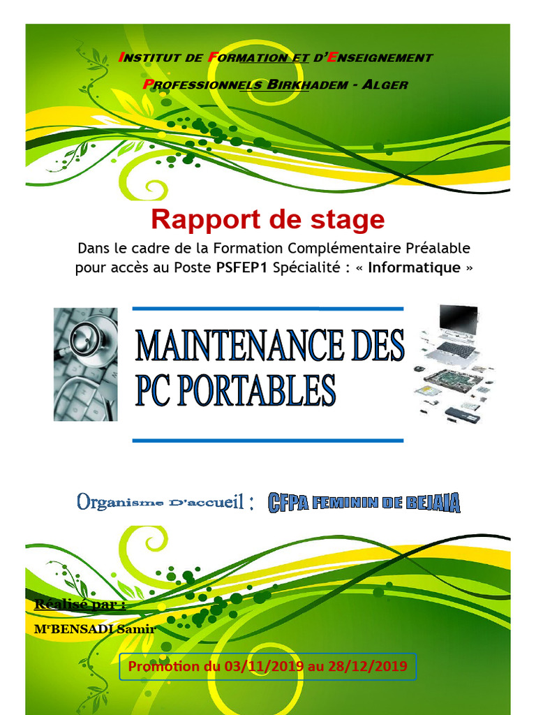 Rapport de stage en maintenance informatique | PDF
