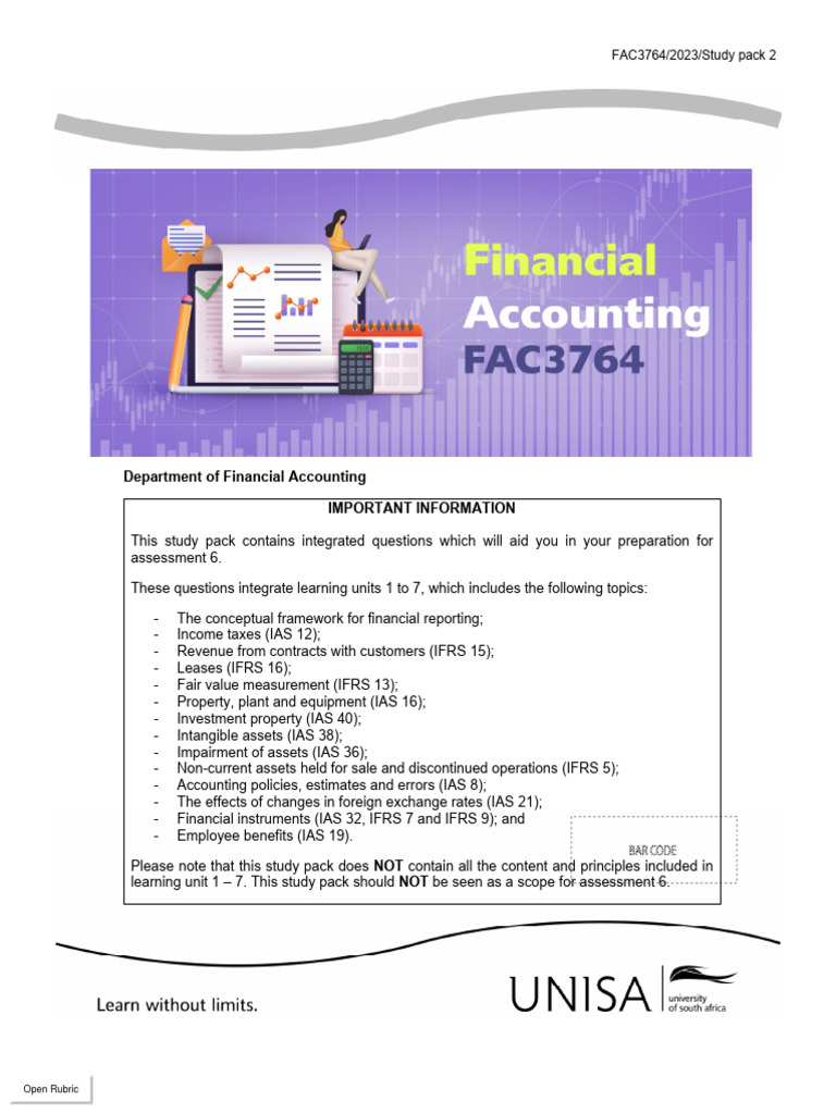 FAC4764 Study Pack 2 | PDF | International Financial Reporting ...