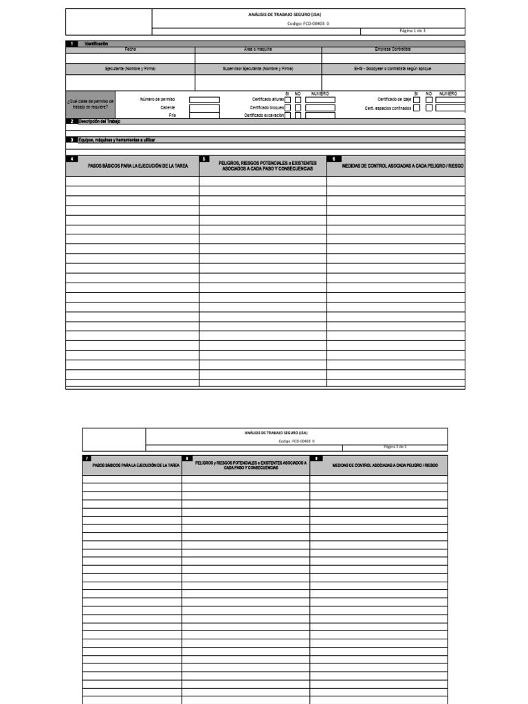 FCD-00403-0 Formato de JSA Con Comentarios para Su Diligenciamiento ...