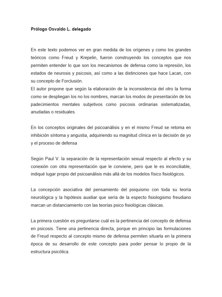 Prólogo Osvaldo L | PDF | Trauma psicólogico | Psicosis