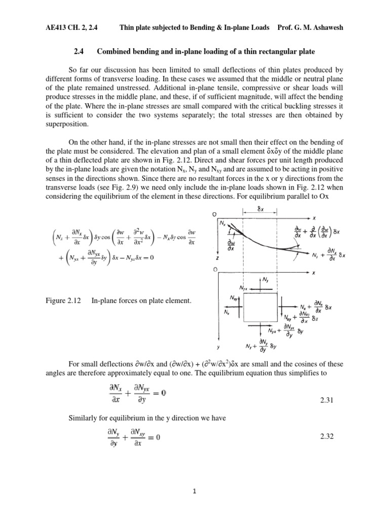 Bending and In-Plane Loads on Plates | PDF | Bending | Stress (Mechanics)