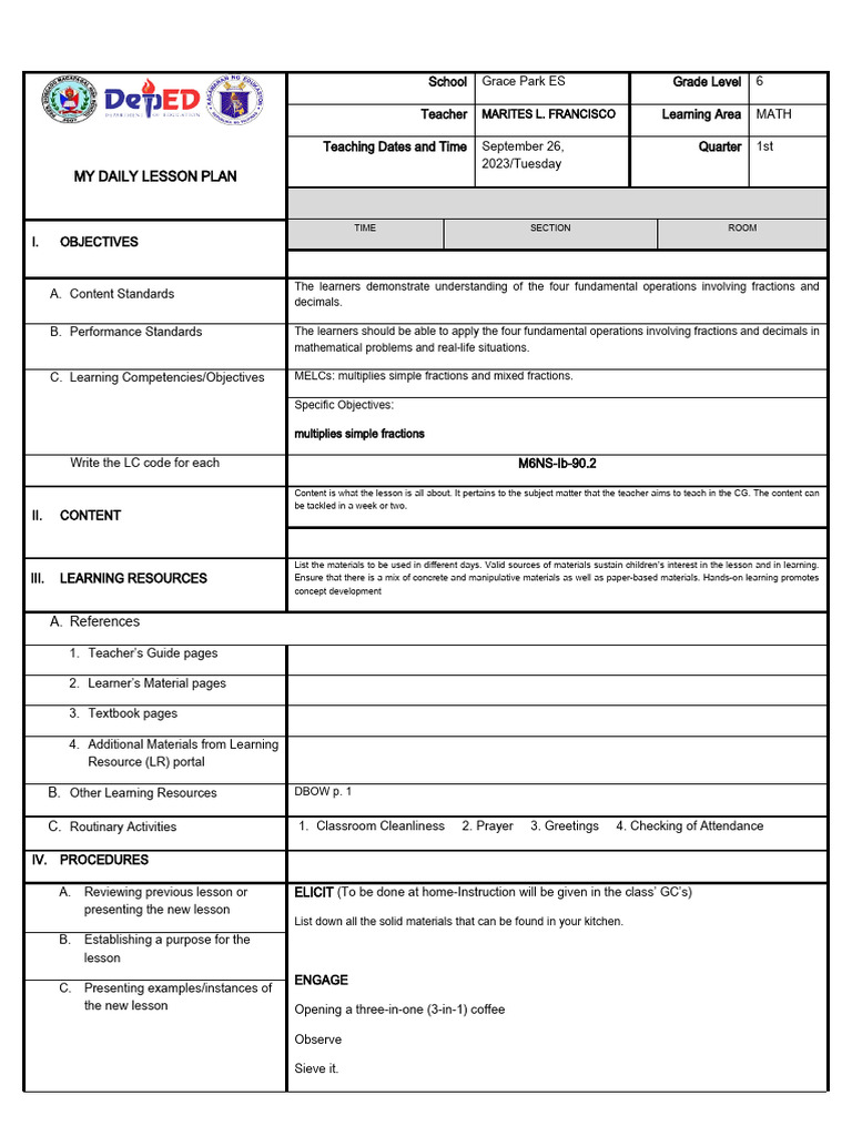 Cot1 2023-2024 | PDF | Learning | Teachers