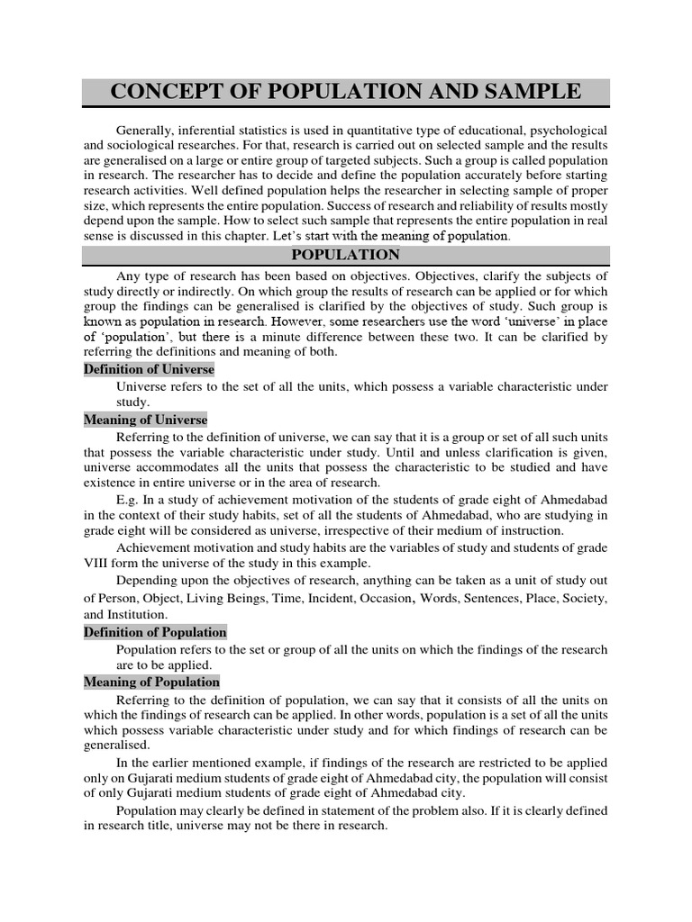 Population | PDF | Sampling (Statistics) | Homogeneity And Heterogeneity