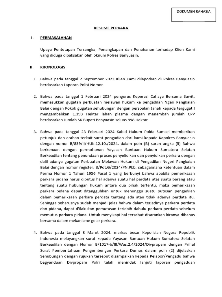 RESUME PERKARA Propam | PDF