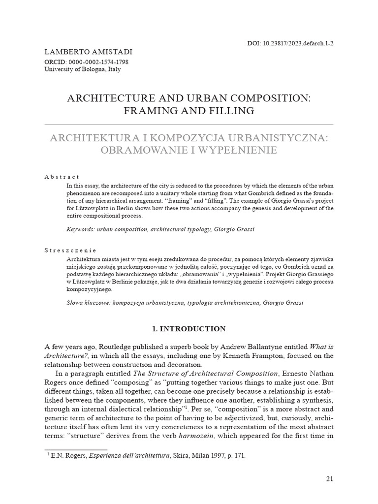 Urban Composition: Framing and Filling | PDF