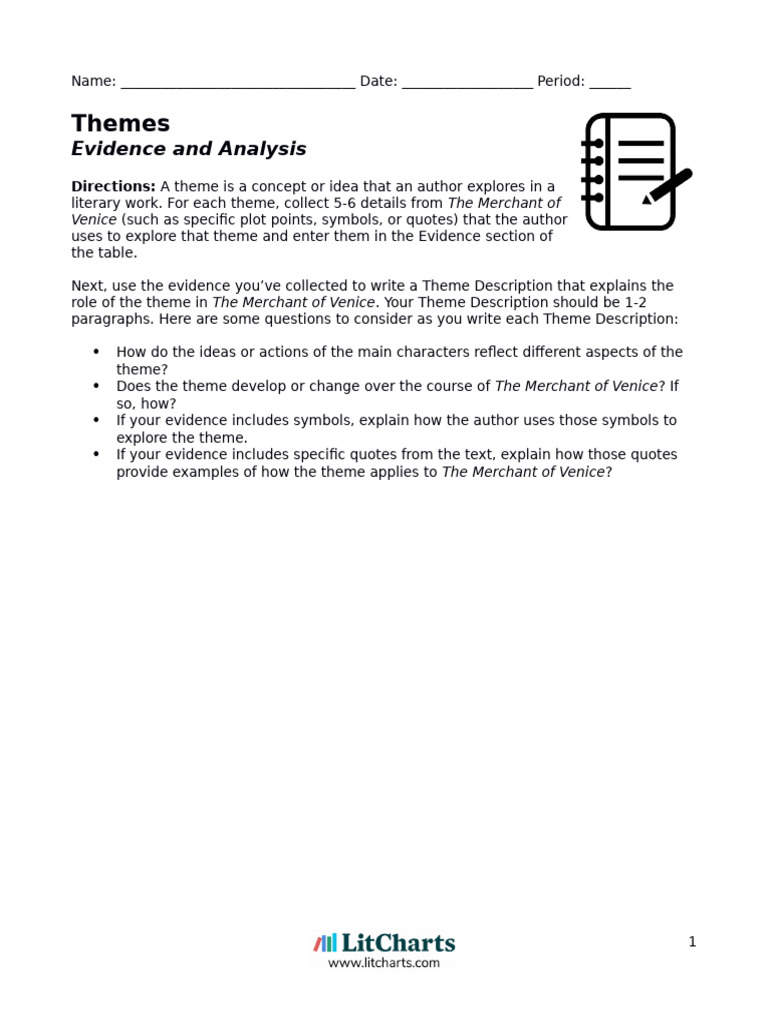Theme Analysis Organizers | PDF | The Merchant Of Venice | Symbols