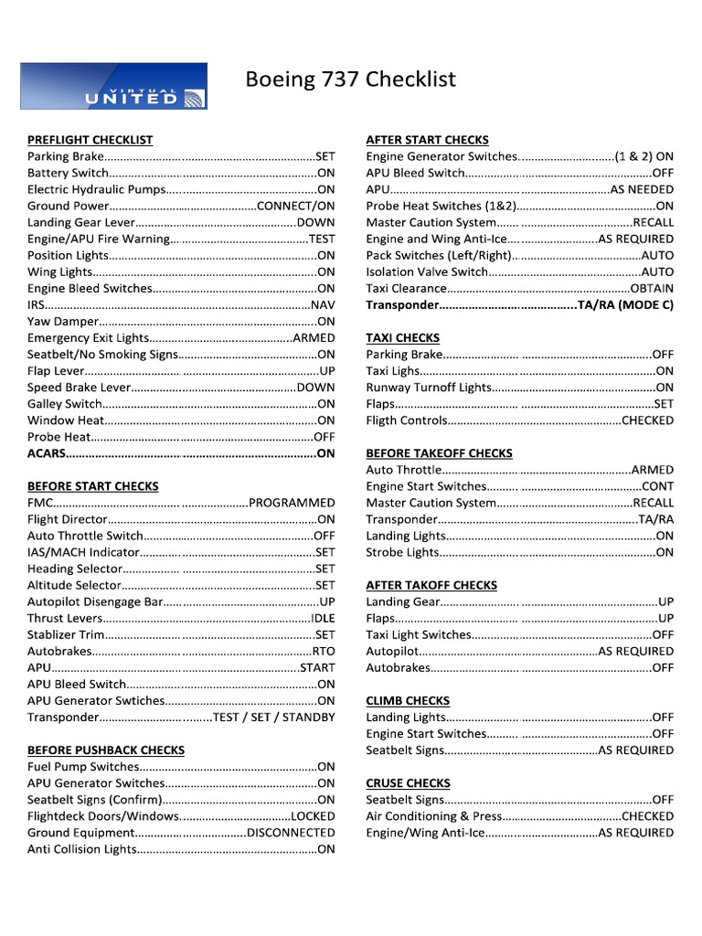 737 - 800 Checklist | PDF