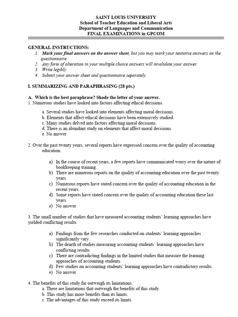 GPCOM Final Exam Guide | PDF | Business | Social Science