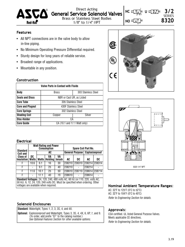 ASCO 8320 Solenoid Valve Catalog | PDF