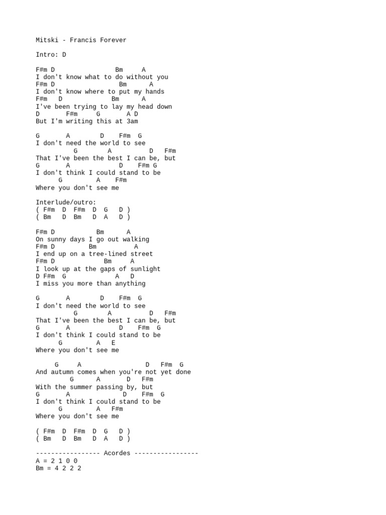 Mitski - Francis Forever | PDF