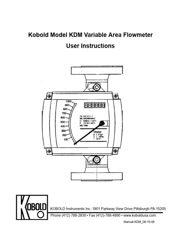 Kobold KDM Flowmeter Datasheet - Man | PDF | Flow Measurement | Gases