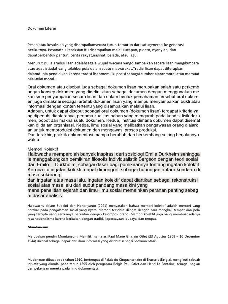 Pengertian dan Contoh Dokumen Literer | PDF | Ilmu Sosial