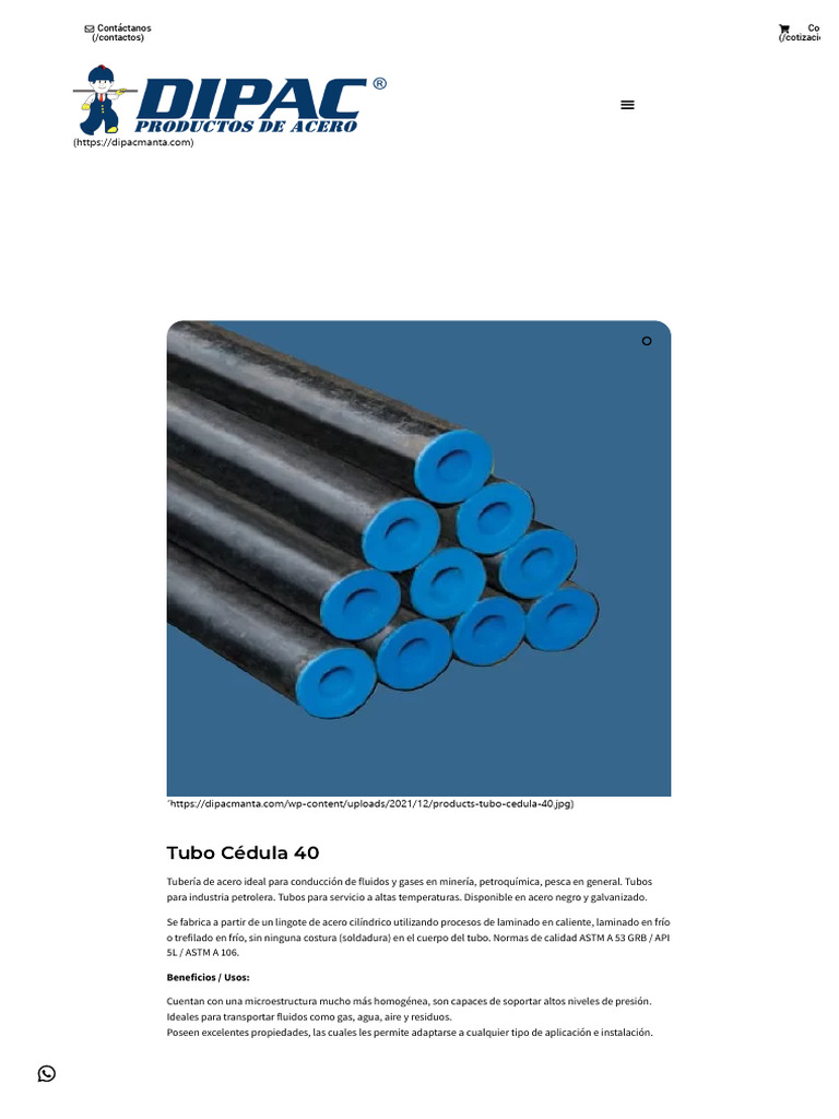 Caracteristicas Tubo Cédula 40 | PDF