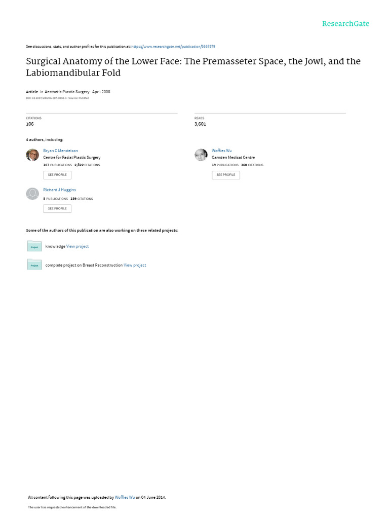 Surgical Anatomy of The Lower Face | PDF | Anatomical Terms Of Location ...