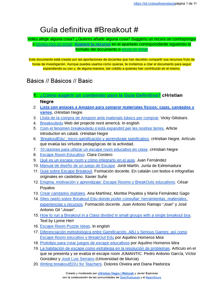 Guía Definitiva #Breakout #EscapeRoom | PDF