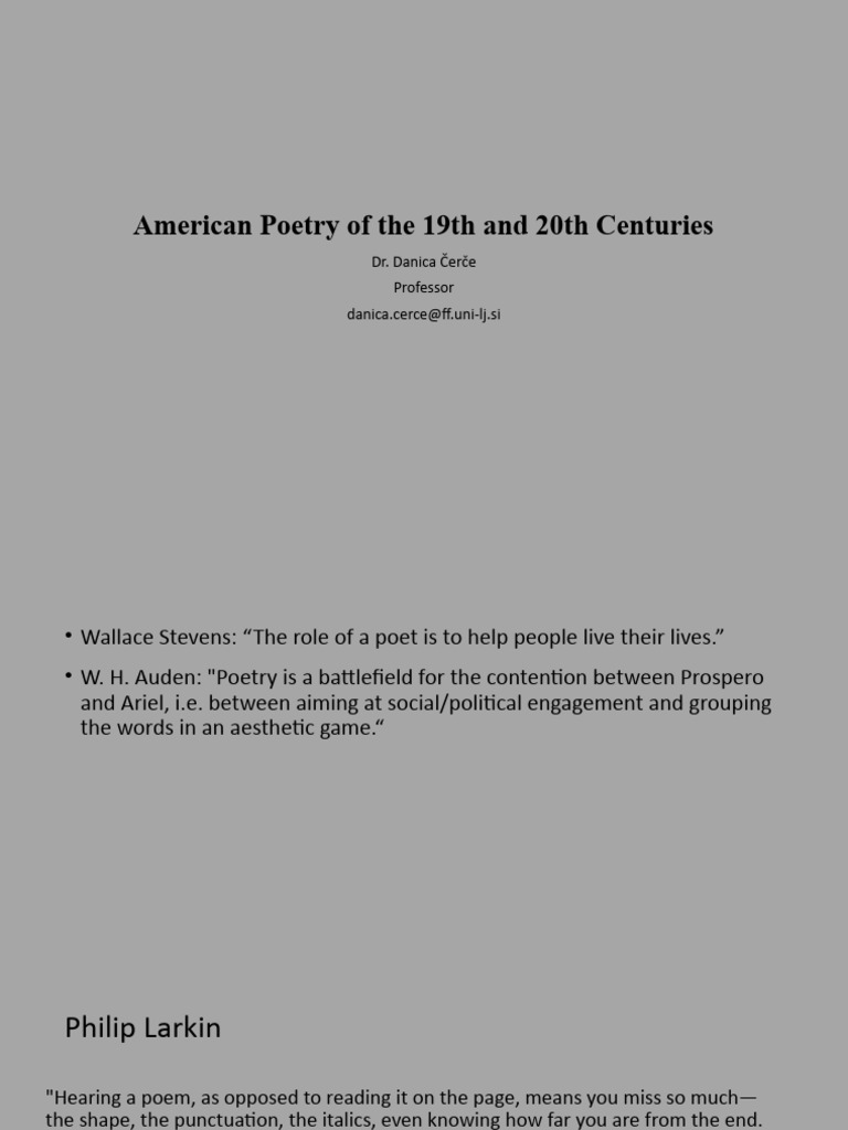 19th-20th Century American Poetry Insights | PDF