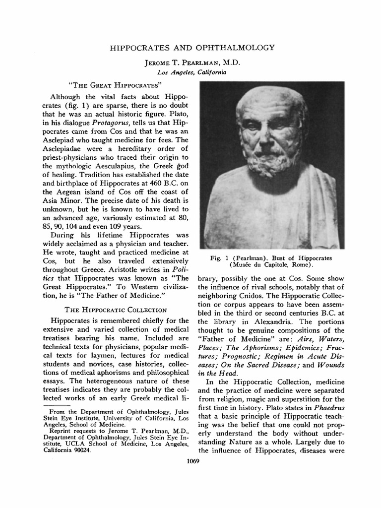 Hippocrates and Ophthalmology | PDF | Diseases And Disorders | Clinical ...