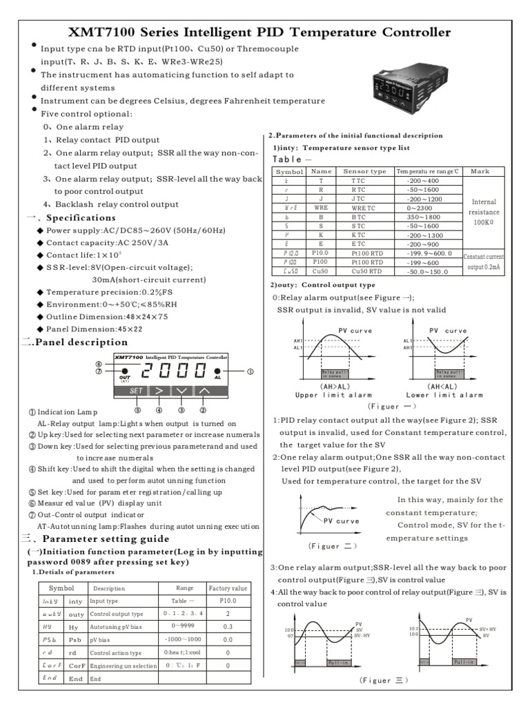 XMT7100 PID Temperature Controller Guide | PDF