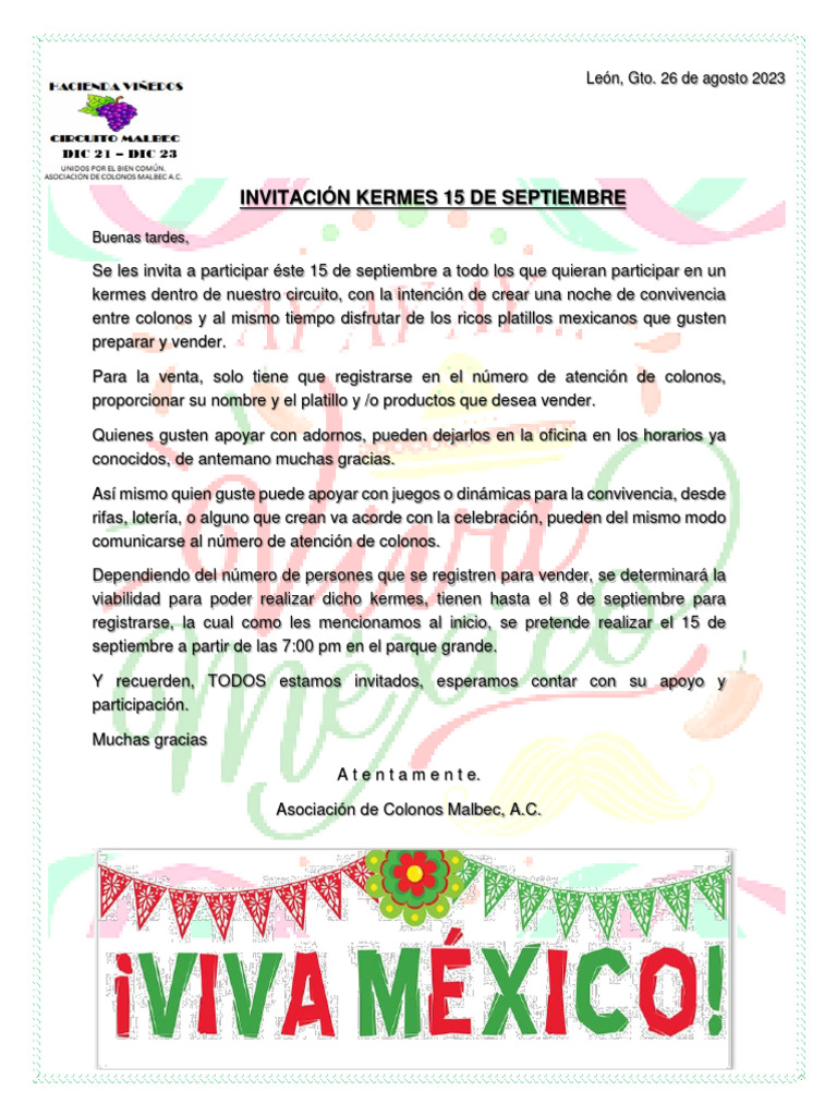 Invitación a Kermes 15 de Septiembre | PDF | Cocina, comidas y vino