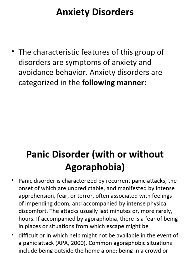 Anxiety Disorders | PDF | Agoraphobia | Phobia