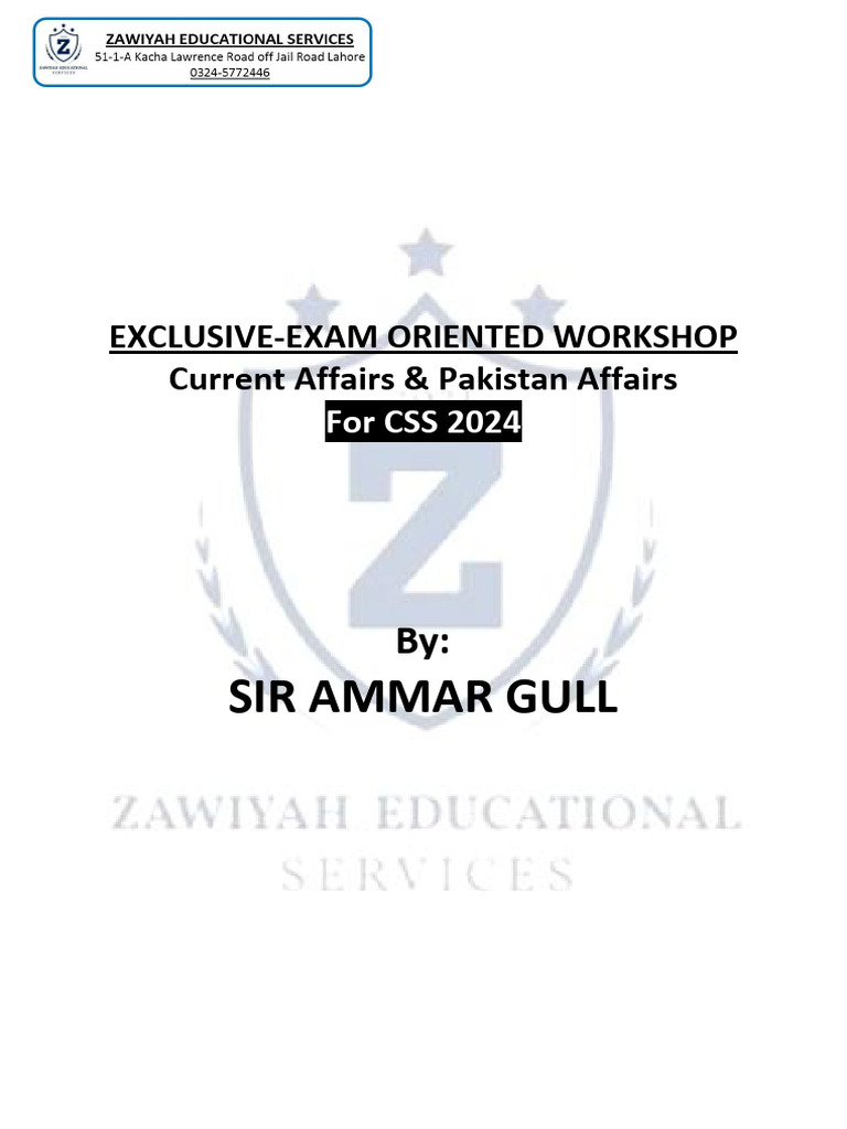 Current Affairs & Pakistan Affairs Notes | PDF