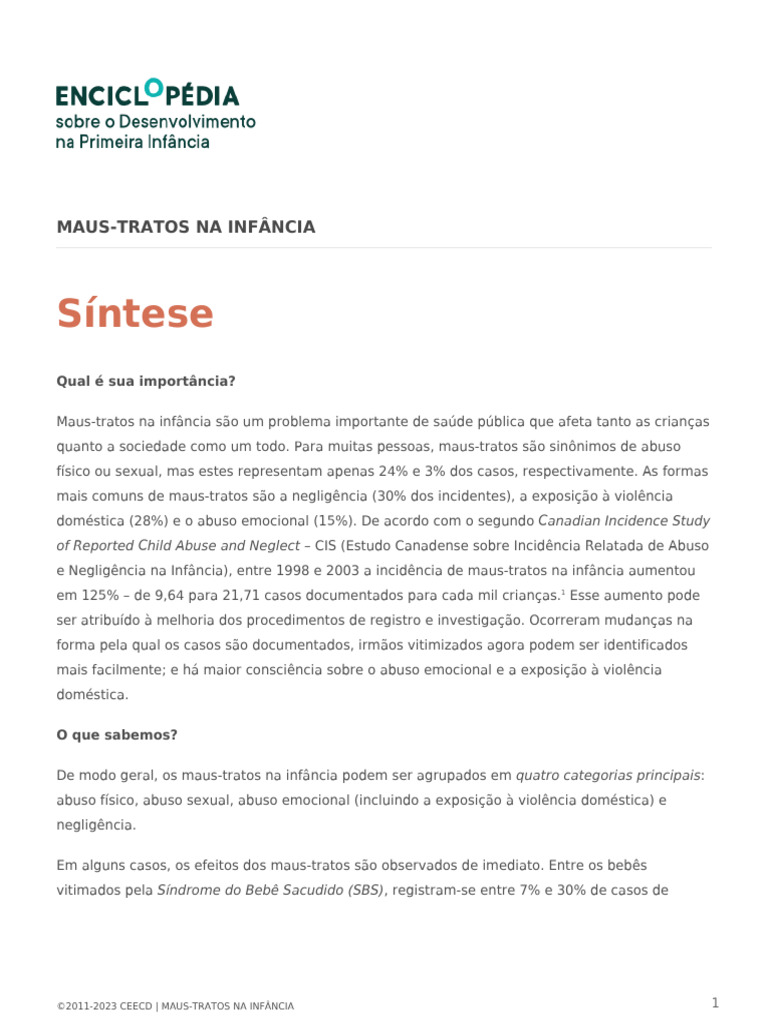 Maus Tratos Na Infancia - 240110 - 141455 | PDF