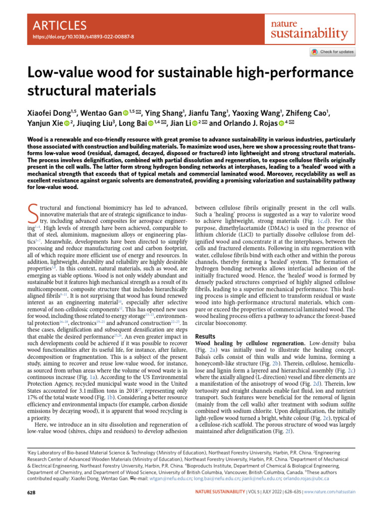 Low-Value Wood For Sustainable High-Performance Structural Materials ...