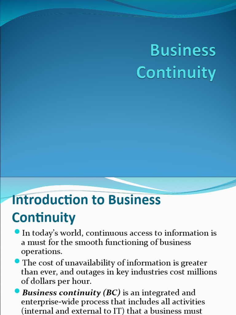 Business Continuity and Information Availability | PDF | Disaster ...