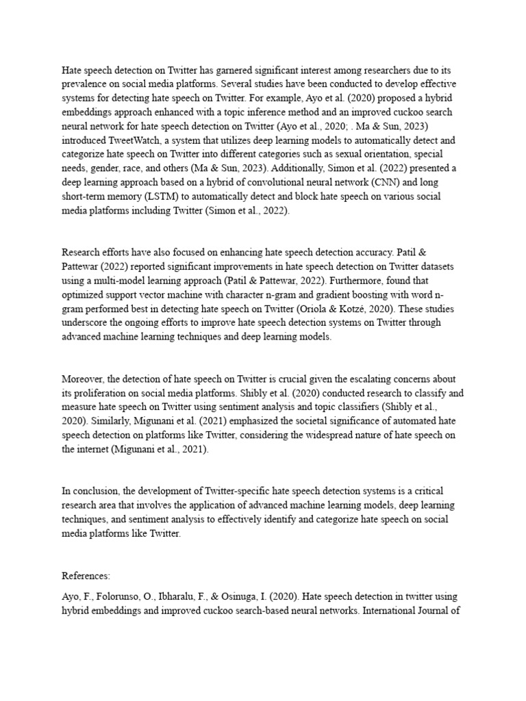 Twitter Hate Speech Detection Pdf Deep Learning Artificial Neural
