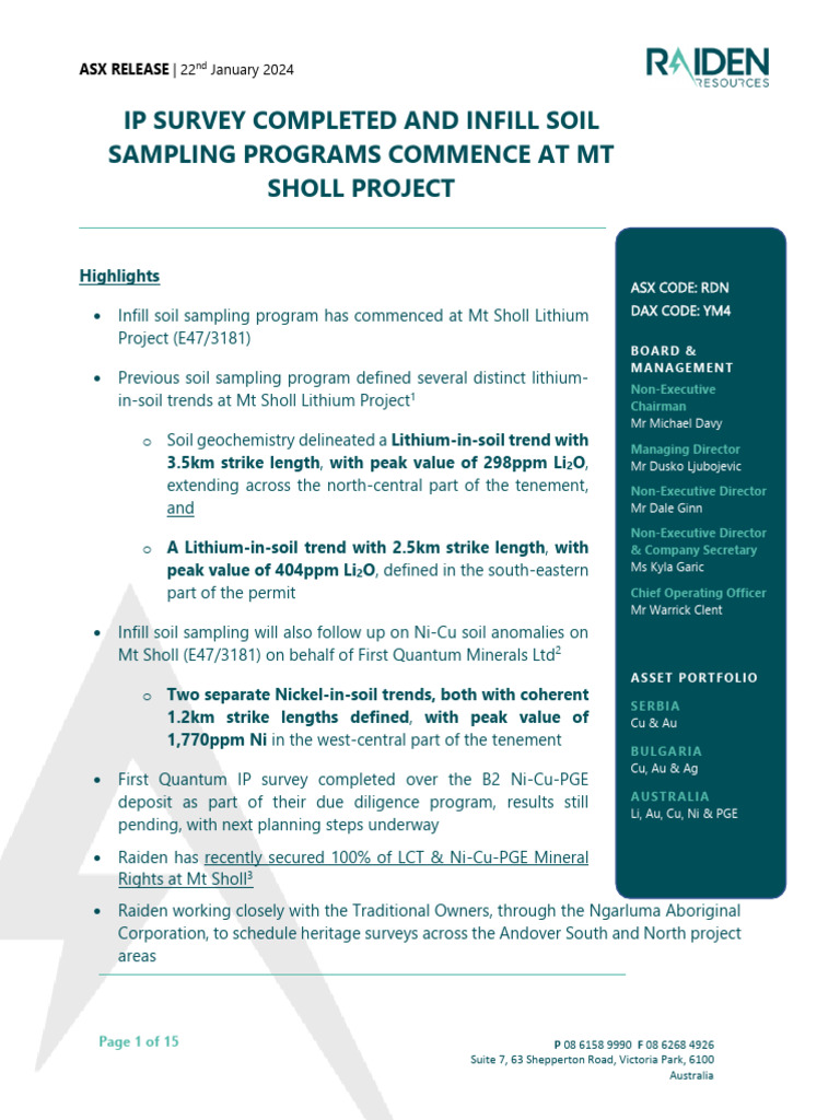 RDN IP Survey Completed and Infill Sampling Programs Commence | PDF ...