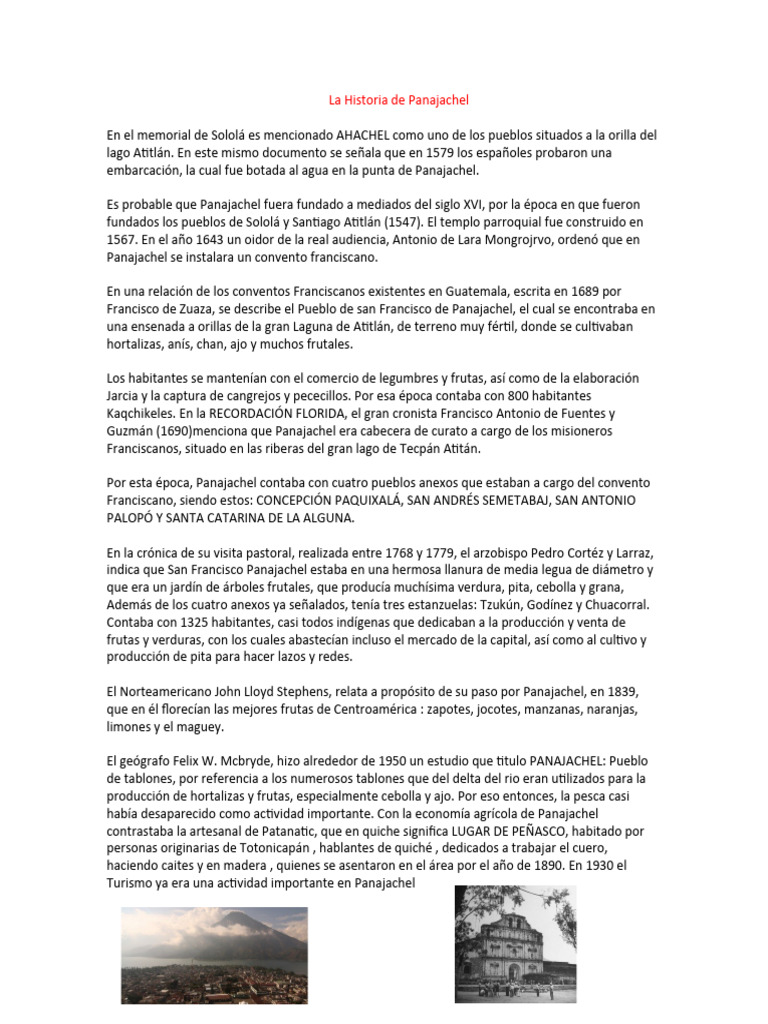 Historia de Panajachel y su evolución | PDF | Historia