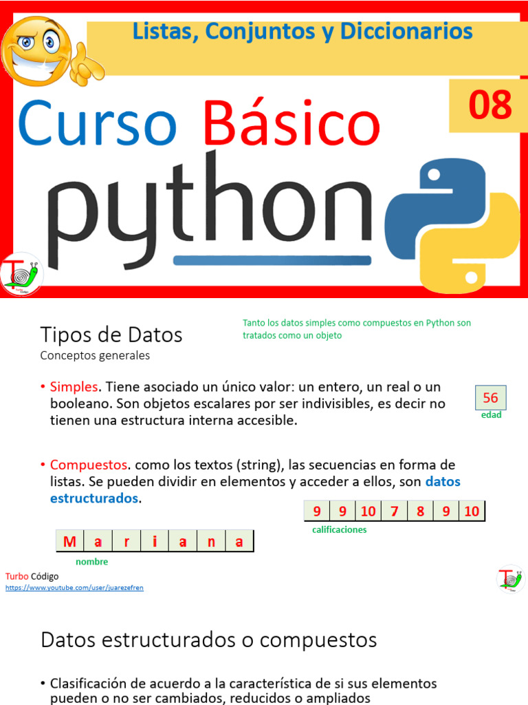 Python Listas Conjuntos y Diccionarios | Descargar gratis PDF | Python (lenguaje de programación ...