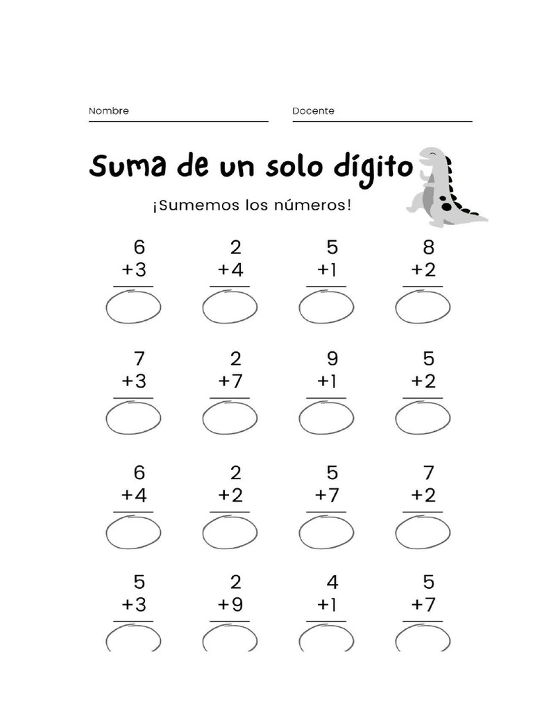 SUMA DE UN SOLO DIGITO | PDF