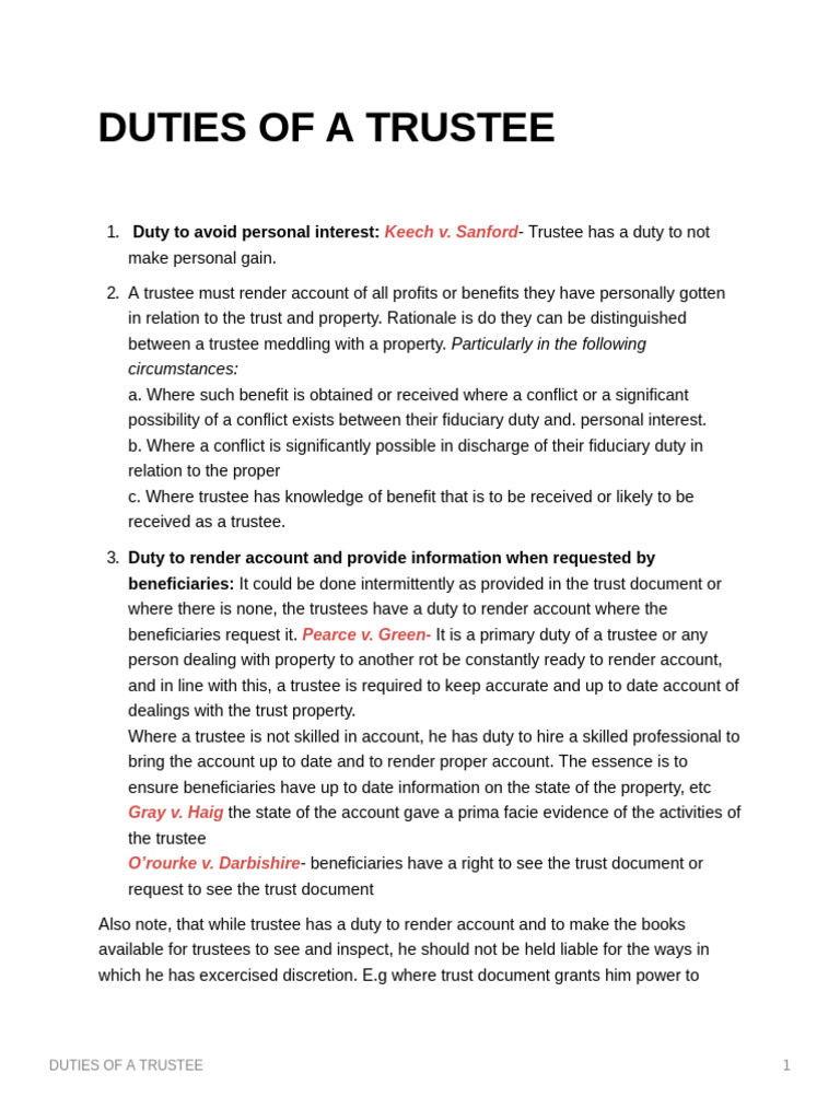 Key Duties of a Trustee Explained | PDF | Trustee | Justice
