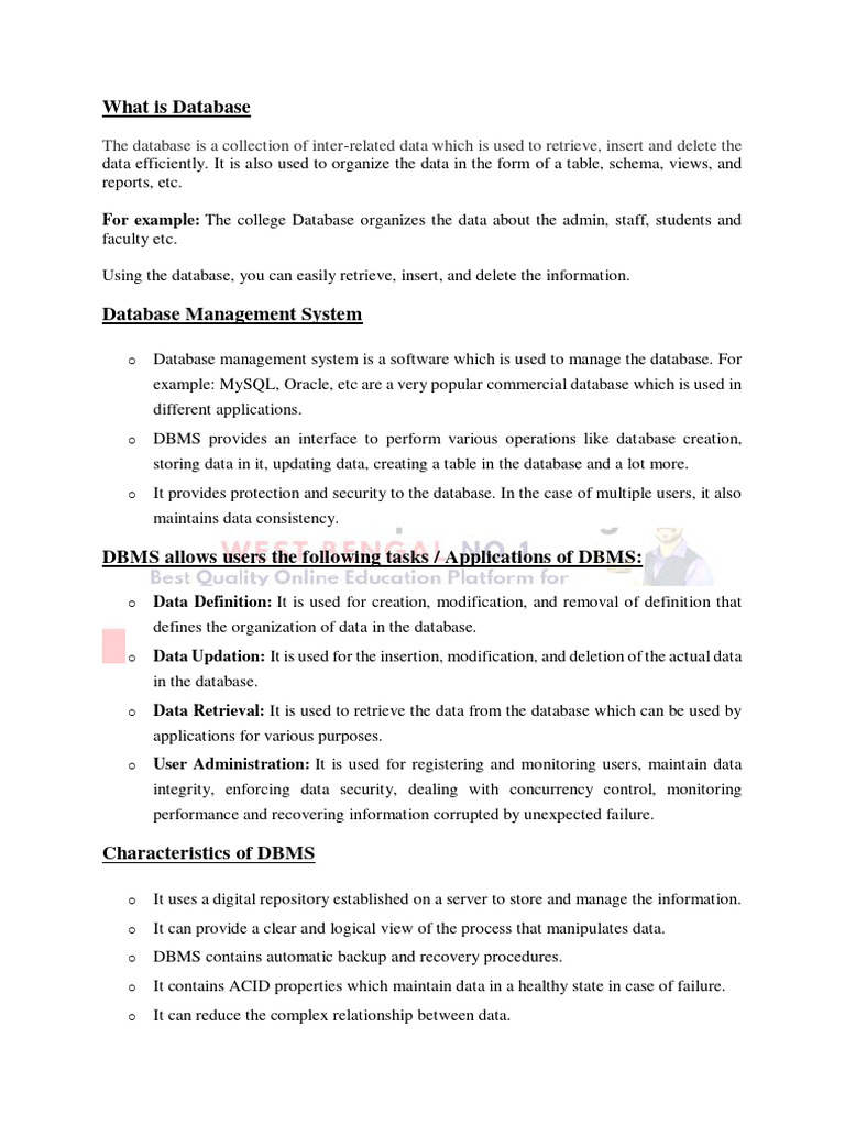 DBMS Part 1 | Download Free PDF | Databases | Computing