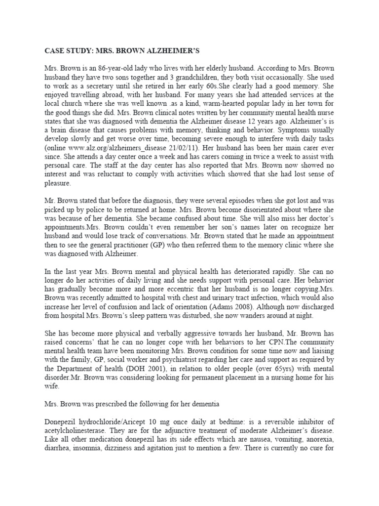 Alzheimer’s Case Study: Mrs. Brown | PDF | Alzheimer's Disease | Dementia