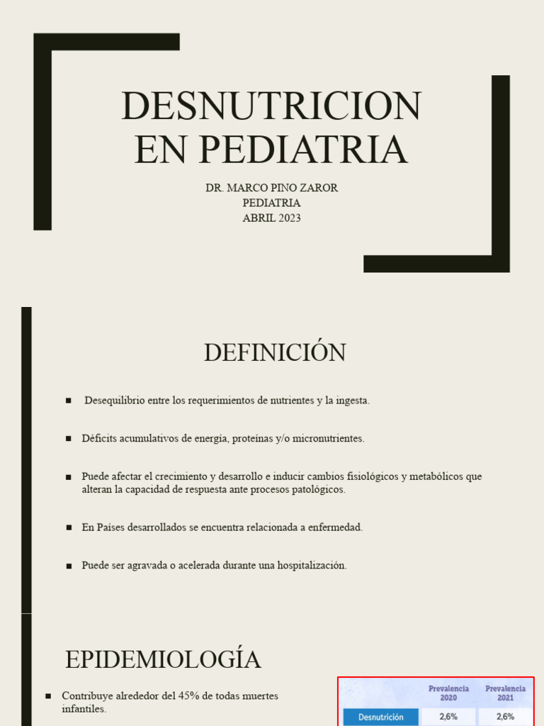 Desnutricion En Pediatria Pdf Epidemiología Especialidades Medicas
