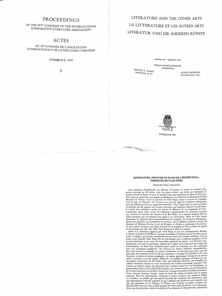 Dutu Alexandru - Portrait Vlad + Literatura Comp | PDF