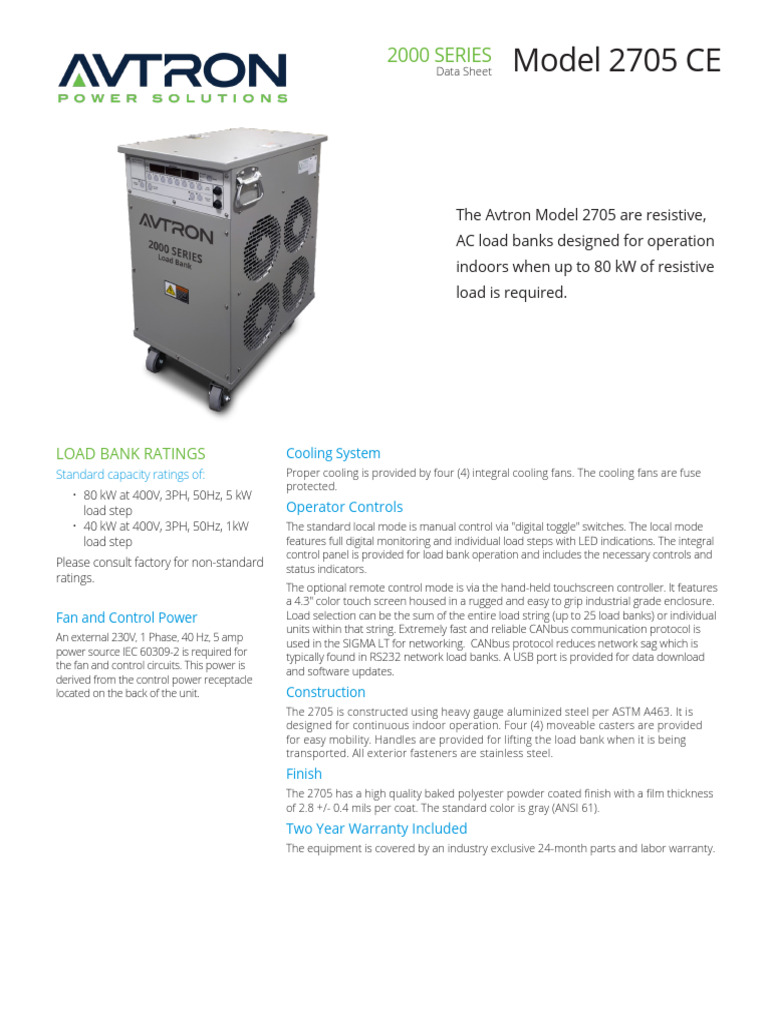 AVTRON 2705CE Pub5128 Revb | PDF | Fuse (Electrical) | Watt