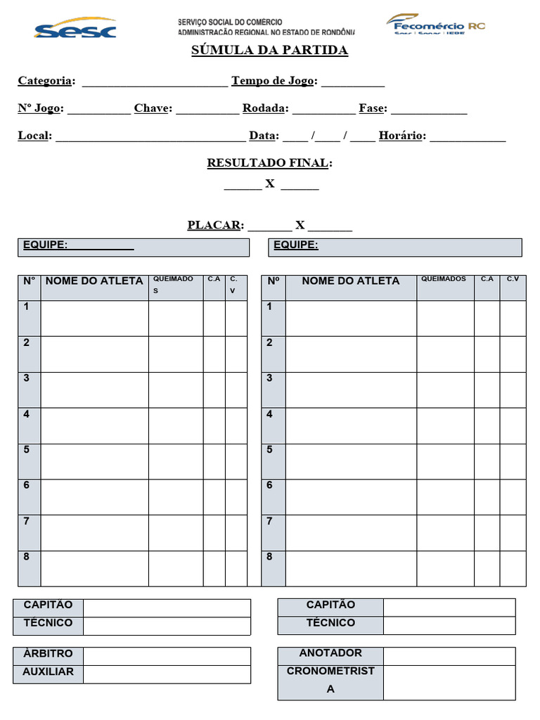 Súmula Queimada Sesc | PDF