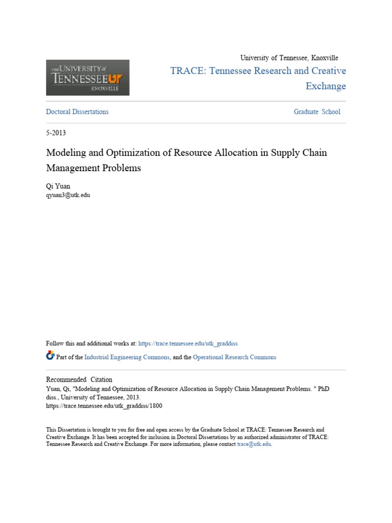 Modeling And Optimization Of Resource Allocation In Supply Chain Pdf