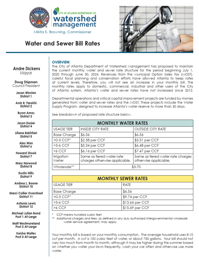 2020 Water-Sewer Rates Fact Sheet | PDF | Water Management | Payments