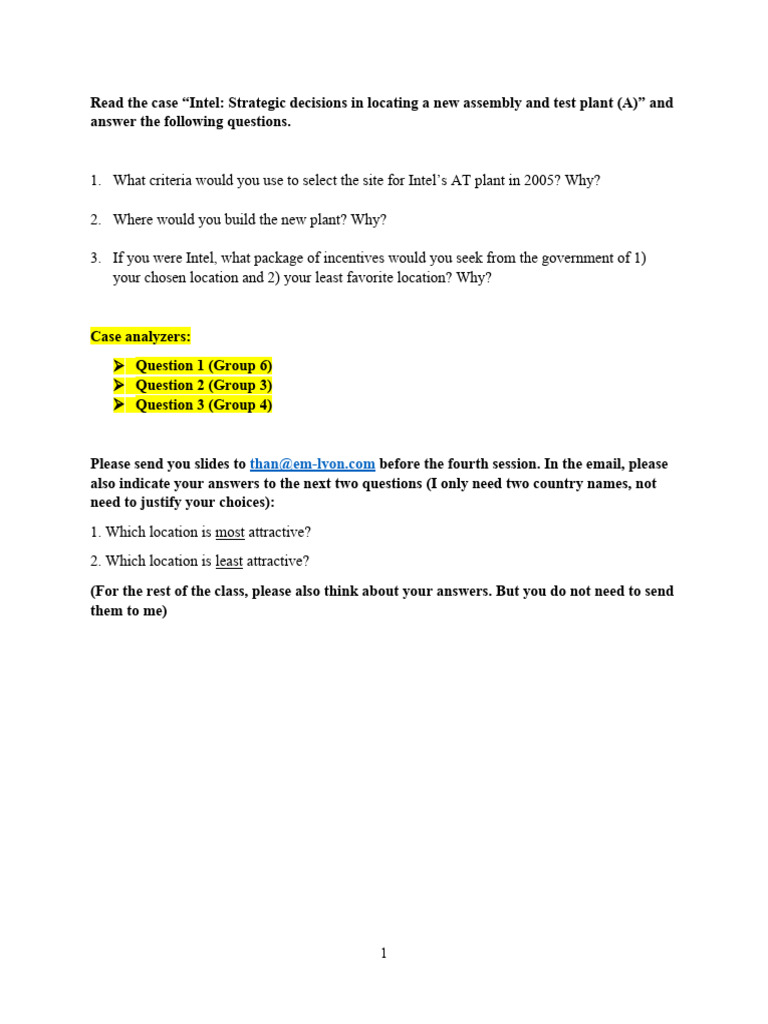 Intel Case Questions | PDF