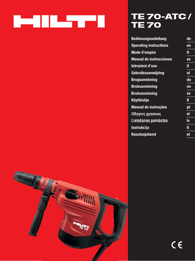 Manual de Instrucciones TE 70-ATC | PDF | Perforar | Herramientas