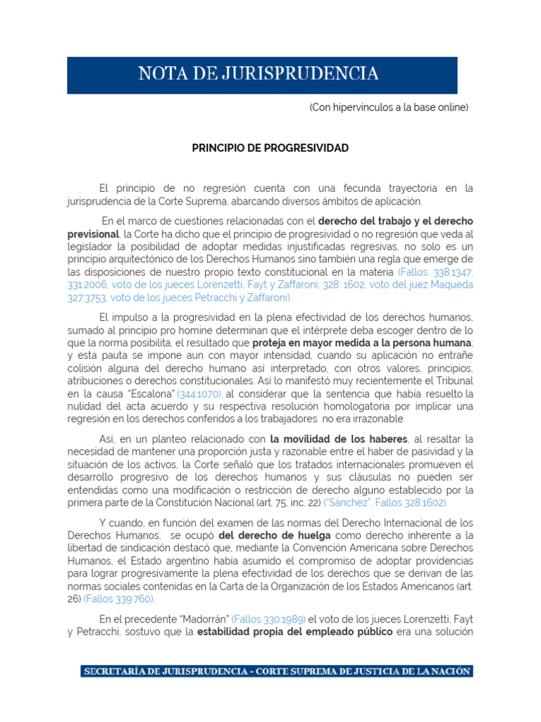9-Jurisprudencia Sobre Principio de Progresividad | PDF