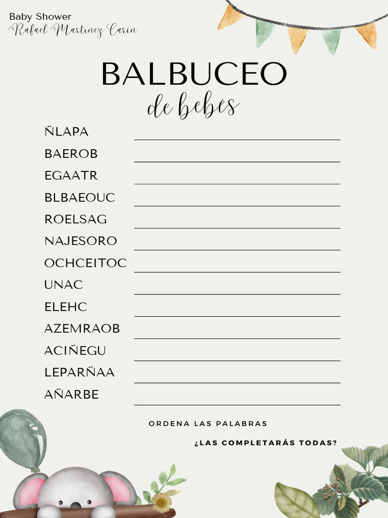 Balbuceo Baby Shower Rafael | PDF | Artes del Lenguaje y Comunicación