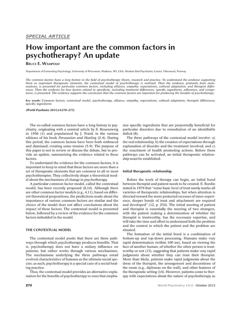 Wampold, 2015 - How - Important - Are - The - Common - Factors | PDF ...