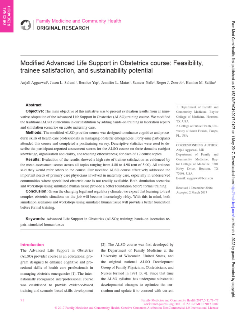Modified Advanced Life Support in Obstet | PDF | Childbirth | Preterm Birth
